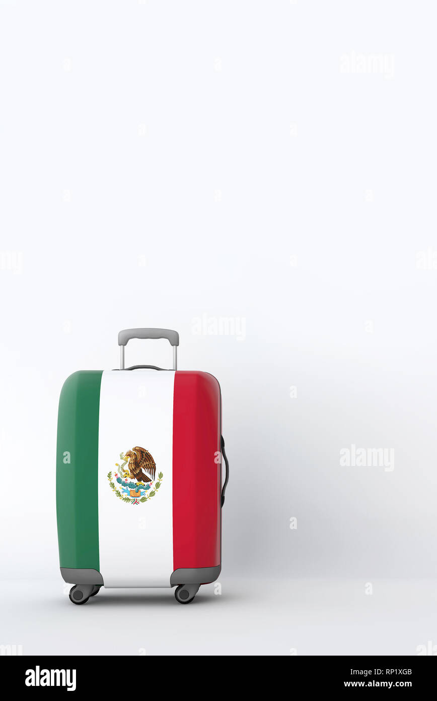 Travel suitcase with the flag of Mexico. Holiday destination. 3D Render ...