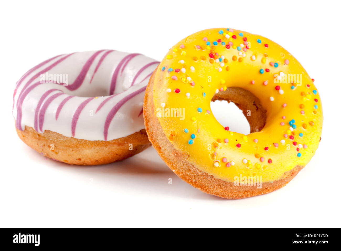 two glazed donut isolated on white background Stock Photo - Alamy