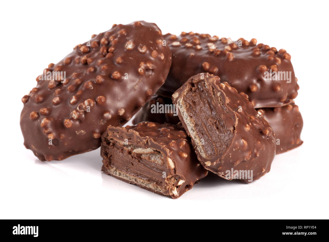 chocolate candy with cream filling isolated on white background Stock ...