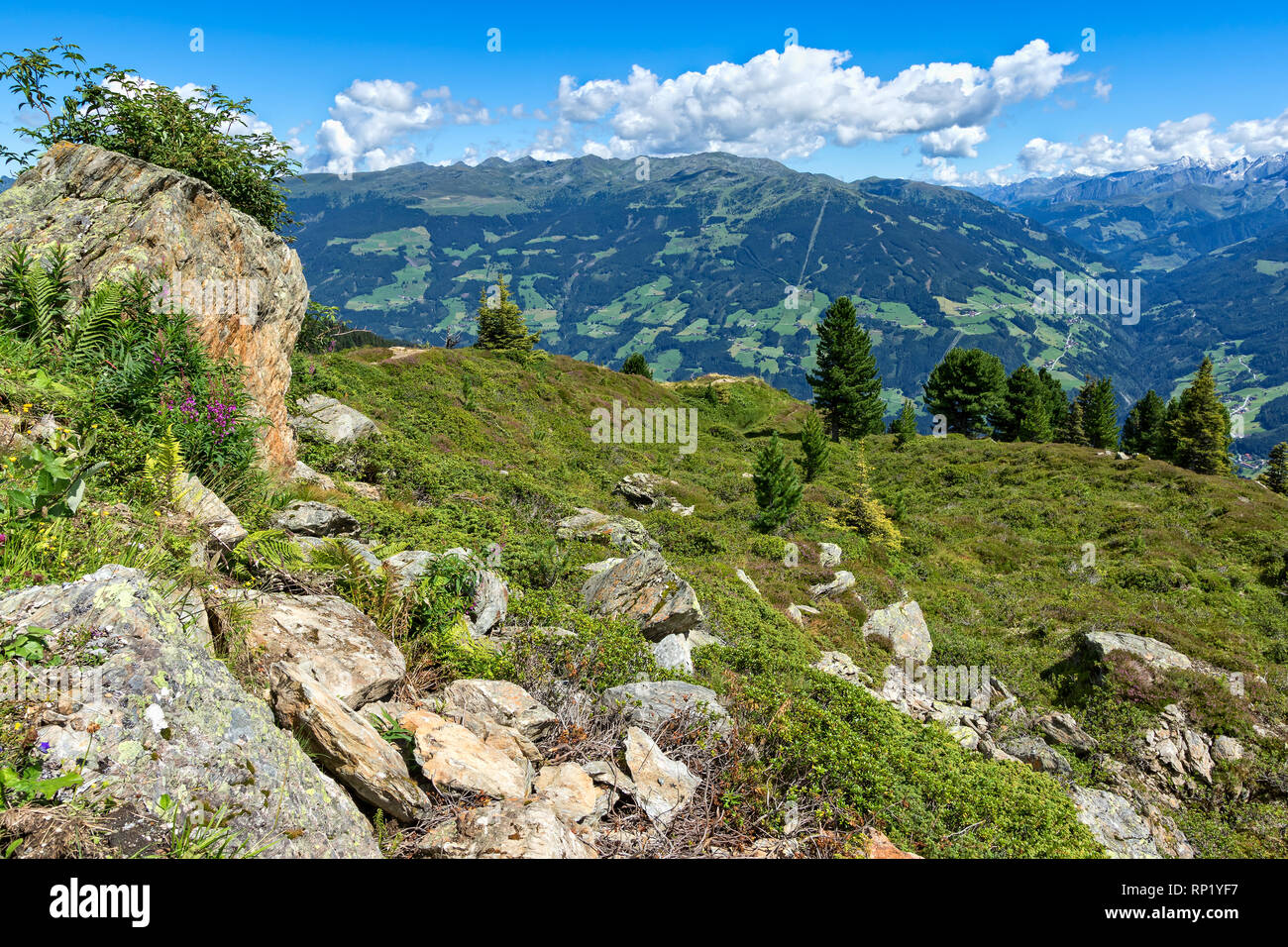 Austrian summer mountain landscape of the Zillertal High Alpine Road ...