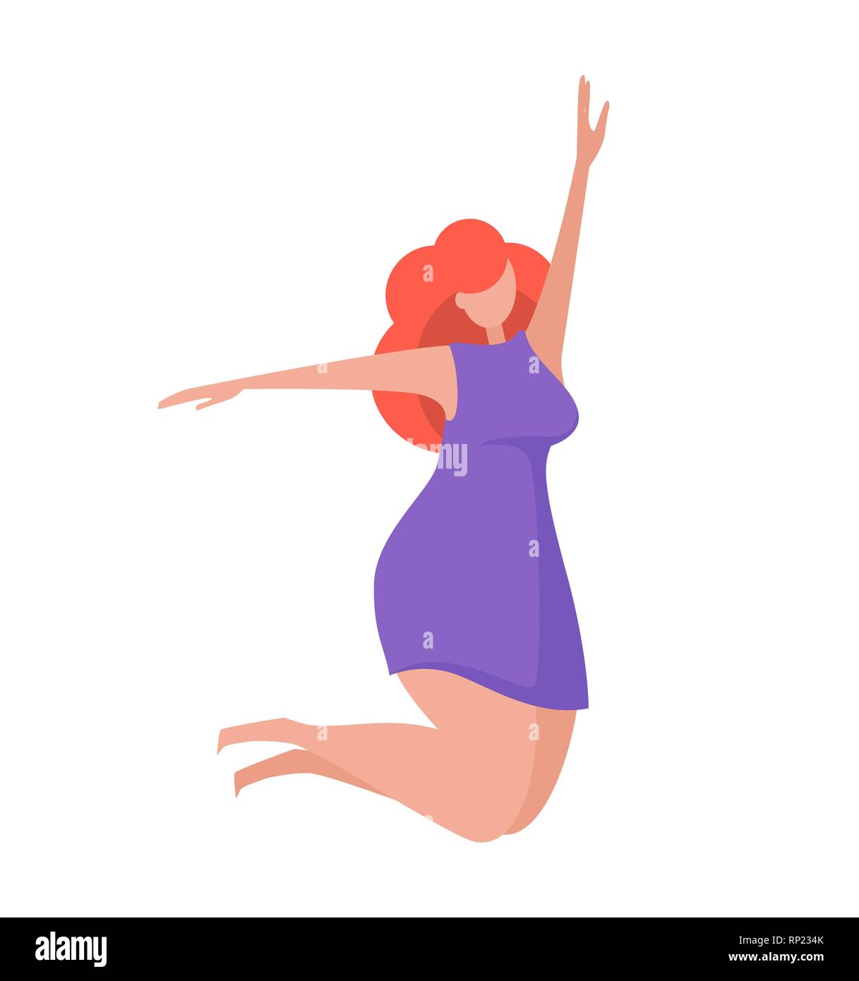 Modern happy woman jumping. Faceless cartoon character, great design ...