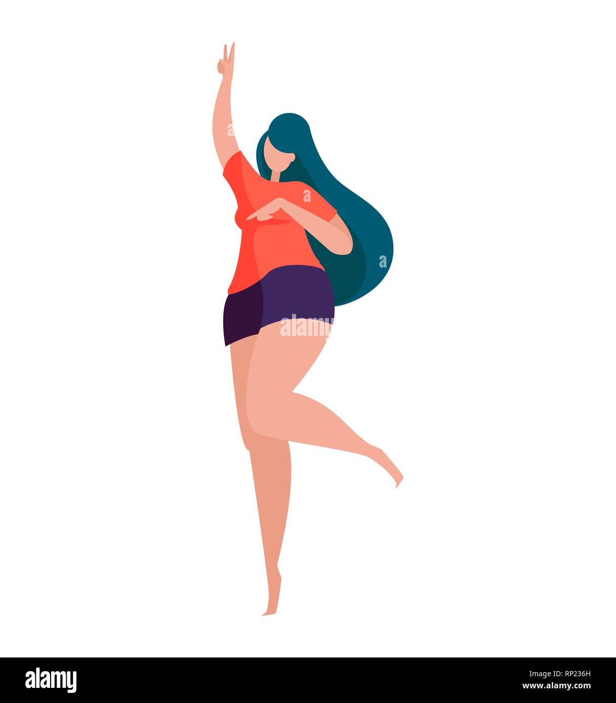 Modern happy woman dancing. Faceless cartoon character, great design ...