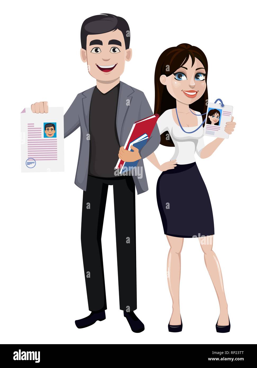 Business Man And Business Woman Cartoon Characters Handsome