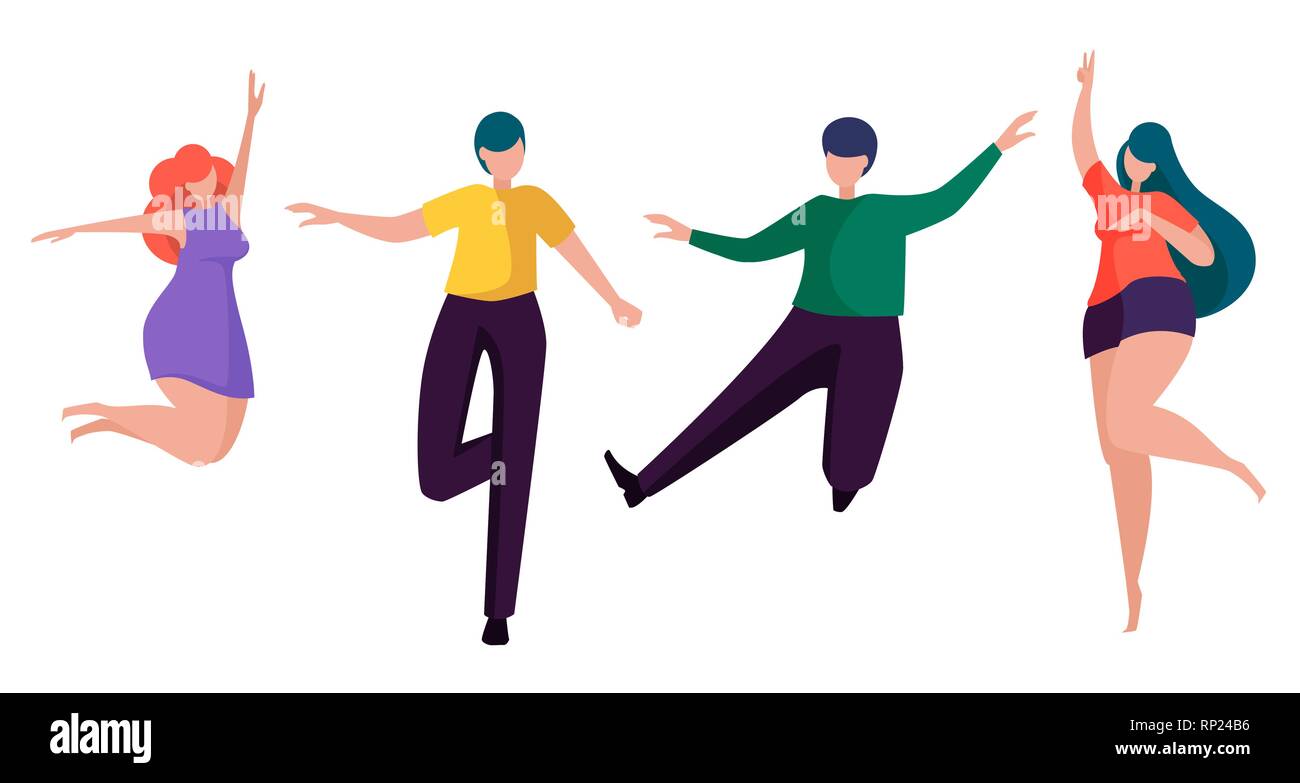 Cartoon illustration happy people dancing hi-res stock photography and ...