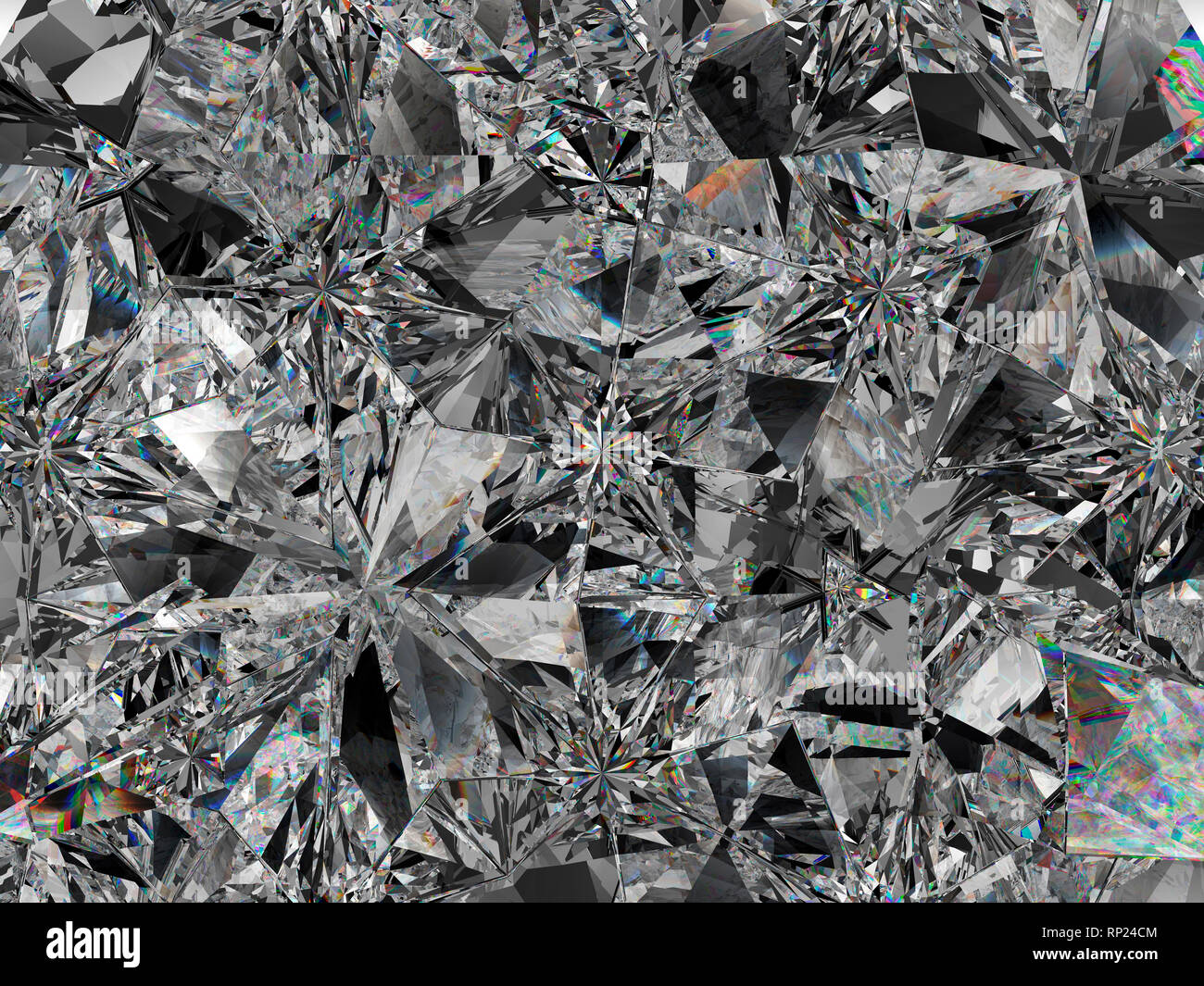 diamond structure extreme closeup and kaleidoscope. top view of round ...