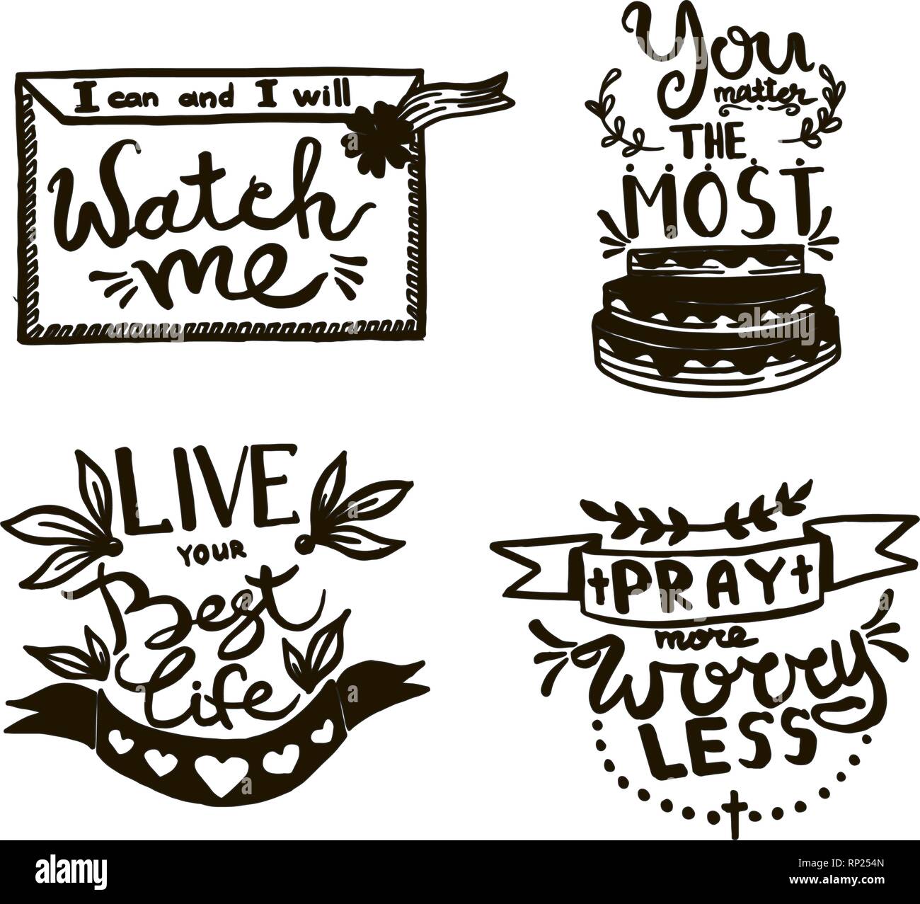 Vector Chalkboard phrase handwriting calligraphy. Black and white ...