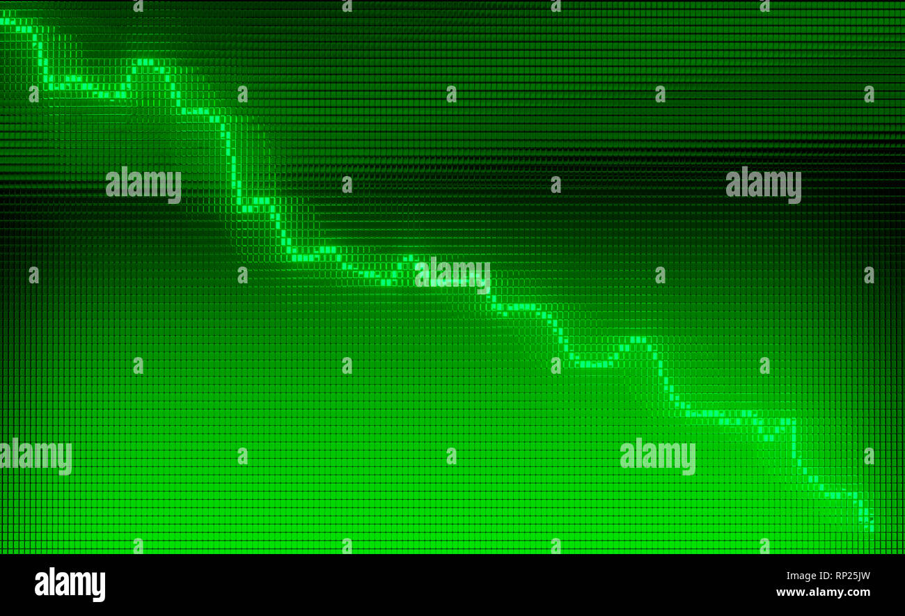 Green Graph moving down on chart as recession or financial crisis 3d ...
