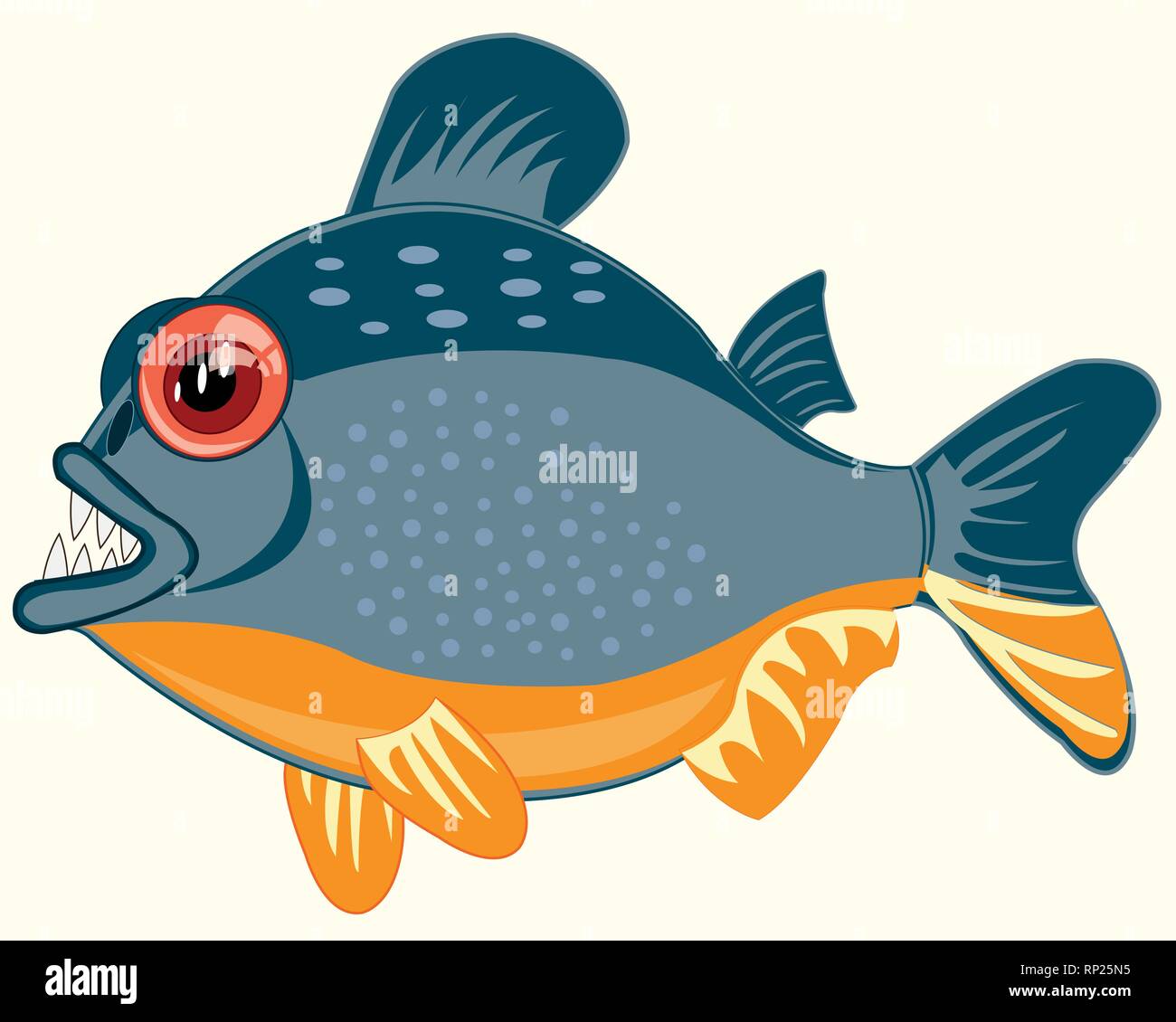 Vector illustration of the cartoon of ravenous fish piranhas Stock ...