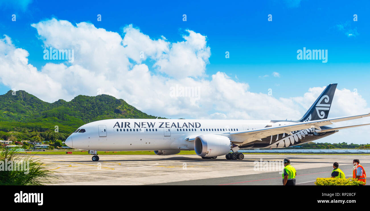 ARUTANGA, AITUTAKI, COOK ISLAND - SEPTEMBER 30, 2018: Airplane at the ...