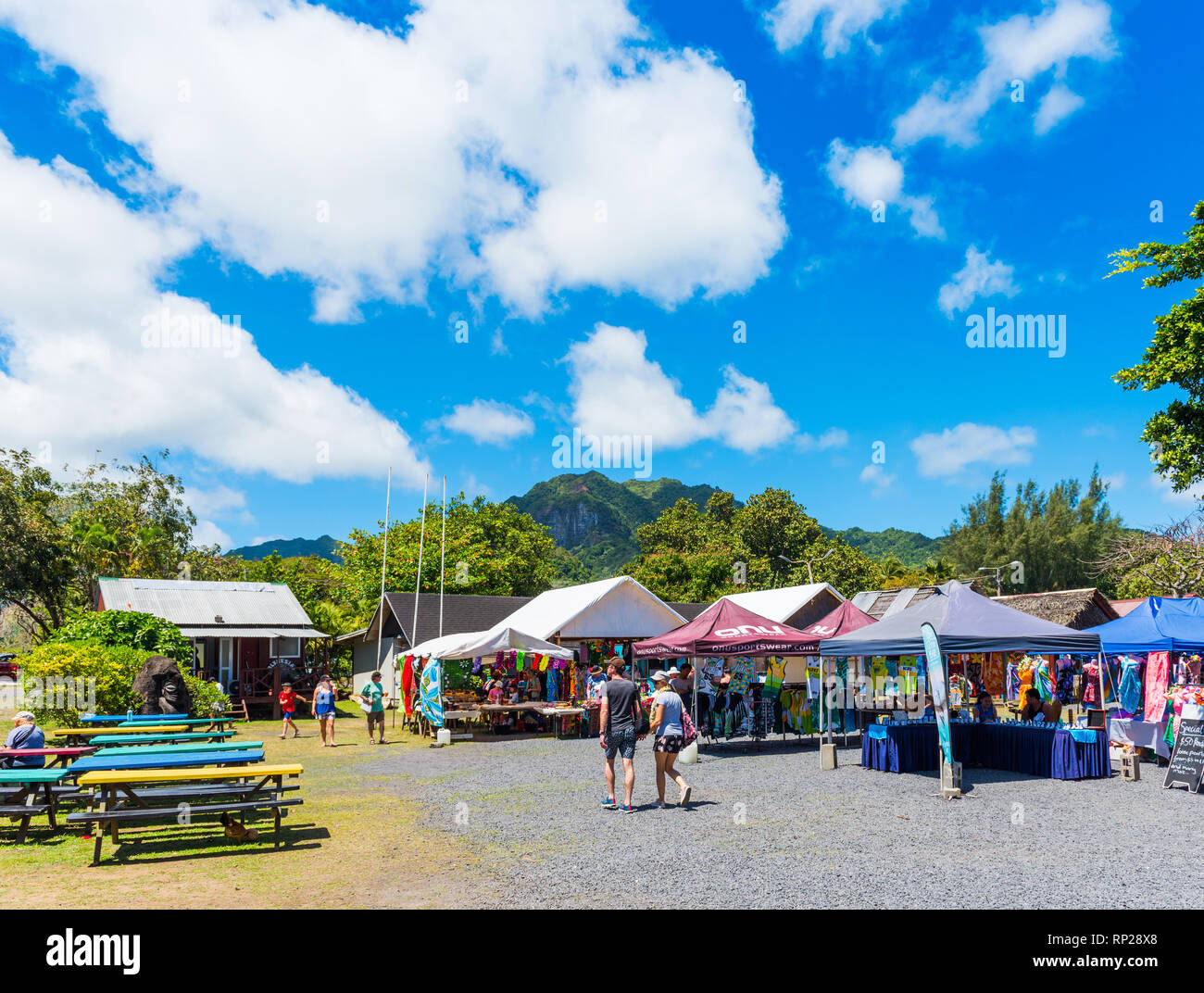 ARUTANGA, AITUTAKI, COOK ISLAND - SEPTEMBER 30, 2018: View of the local ...