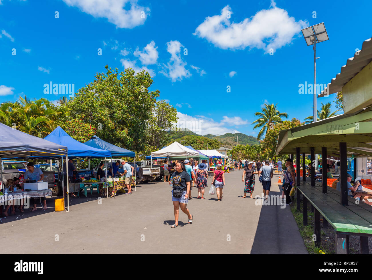 ARUTANGA, AITUTAKI, COOK ISLAND - SEPTEMBER 30, 2018: View of the local ...