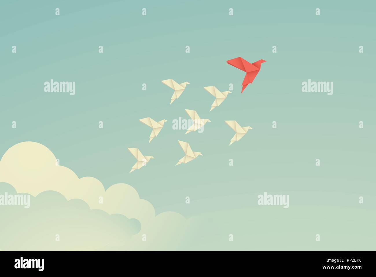 vector business finance leadership concept with origami red paper bird ...