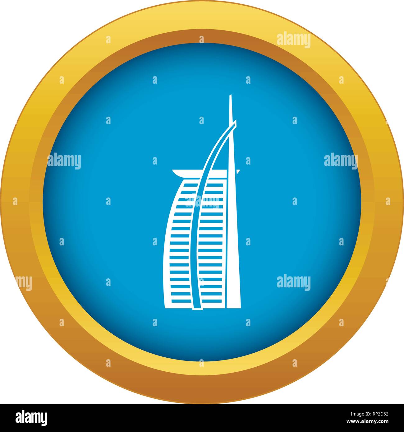 Hotel Burj Al Arab in United Arab Emirates icon blue vector isolated ...