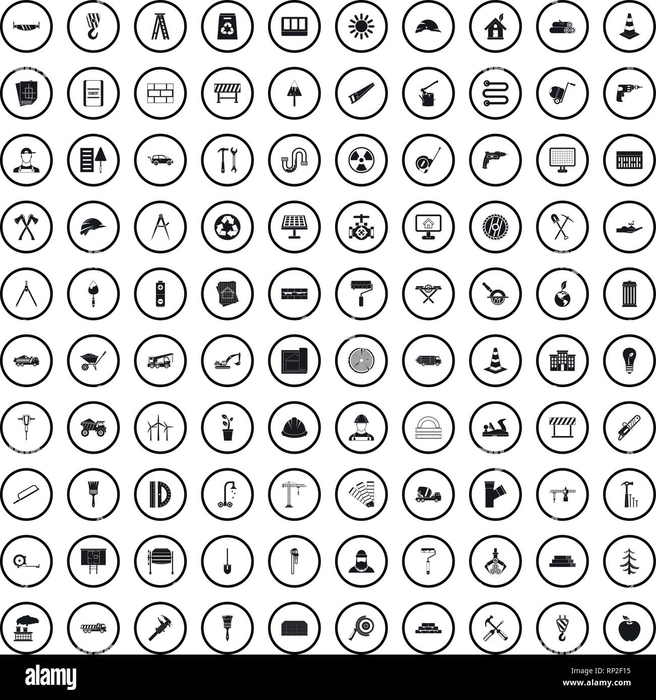 100 construction materials icons set, simple style Stock Vector Image ...