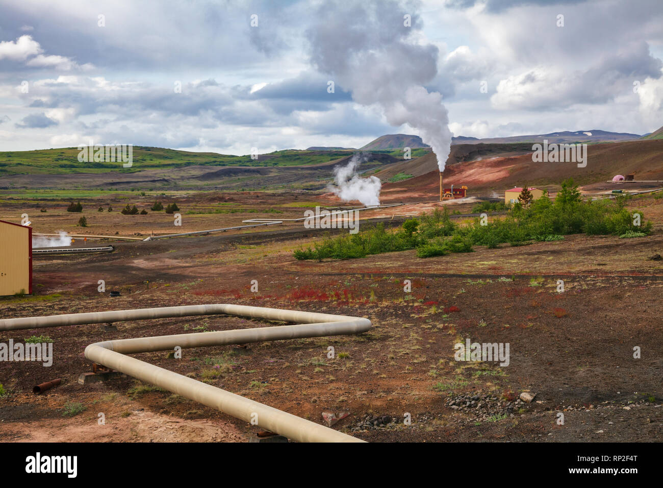 Krafla geothermal power plant, the largest Iceland's power station near ...