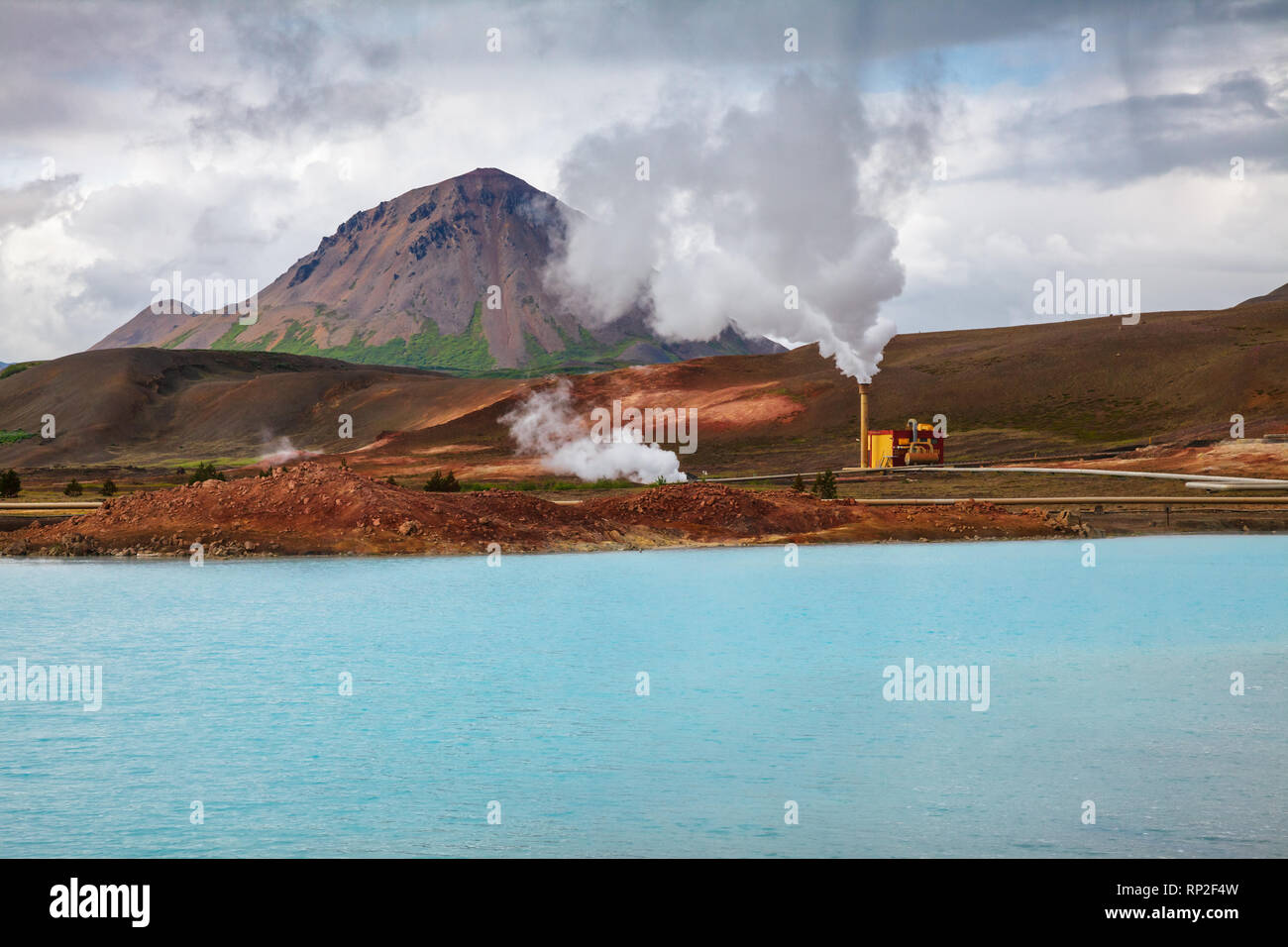 Krafla geothermal power plant, the largest Iceland's power station near ...