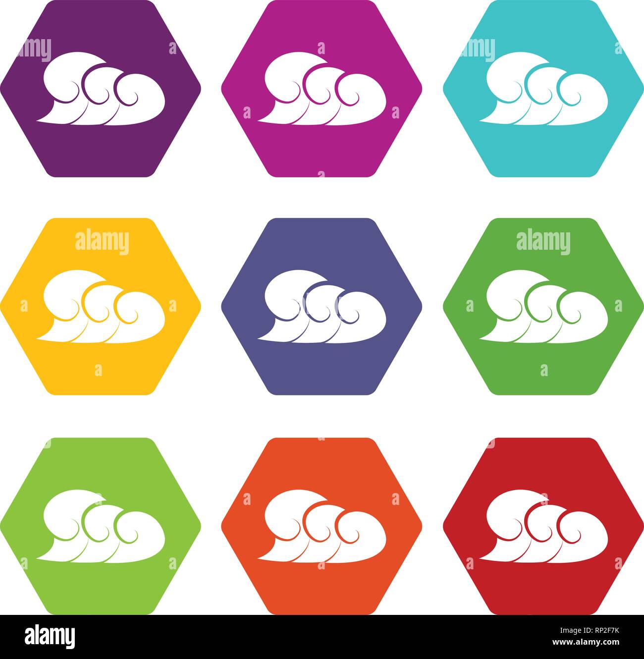 High ocean wave with foam icons set 9 vector Stock Vector Image & Art ...