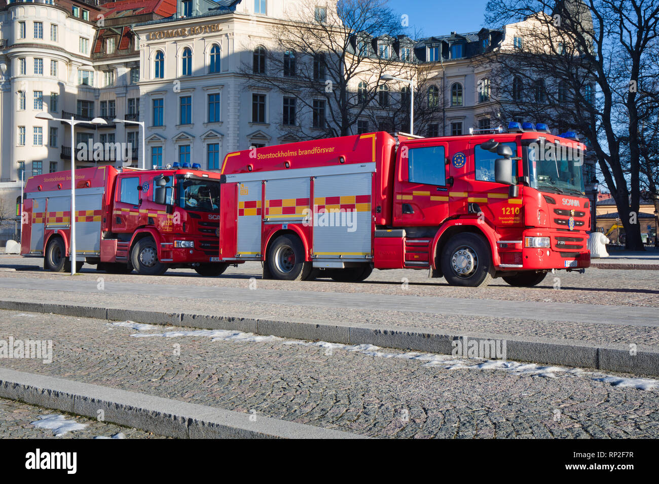 Two fire engines, Stockholm, Sweden, Scandinavia Stock Photo - Alamy