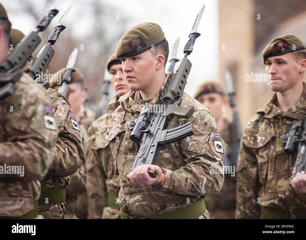 Cardiff, UK. 20th Feb, 2019. The 1st Battalion Welsh Guards homecoming ...