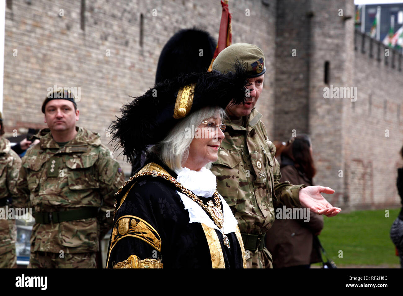 Cardiff, Wales, UK. February 20th 2019. Lord Mayor of Cardiff, Dianne ...