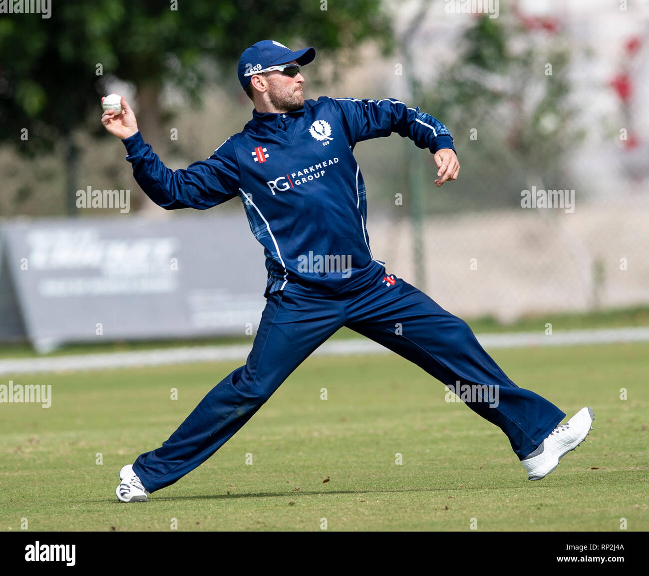 Muscat, Oman. 20th Feb, 2019. Pic shows: Great fielding by Scotland's ...