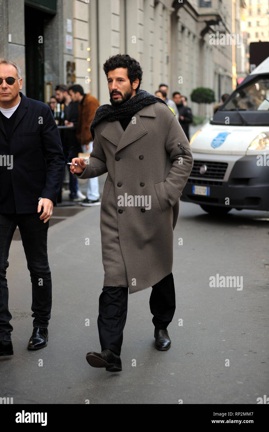 Milan, Italy. 20th Feb, 2019. Milan, Francesco Scianna walking downtown ...