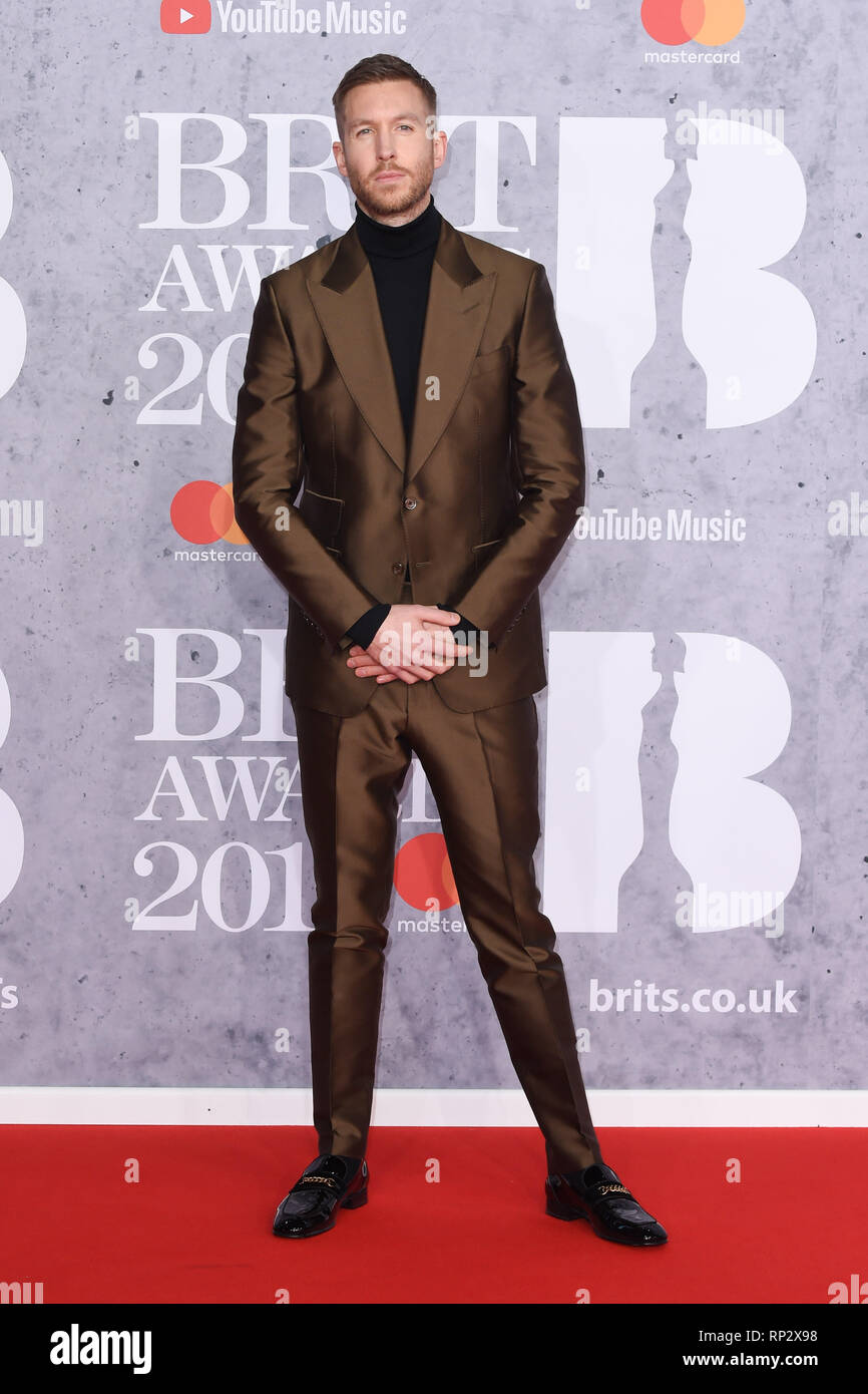 LONDON, UK. February 20, 2019: Calvin Harris arriving for the BRIT ...