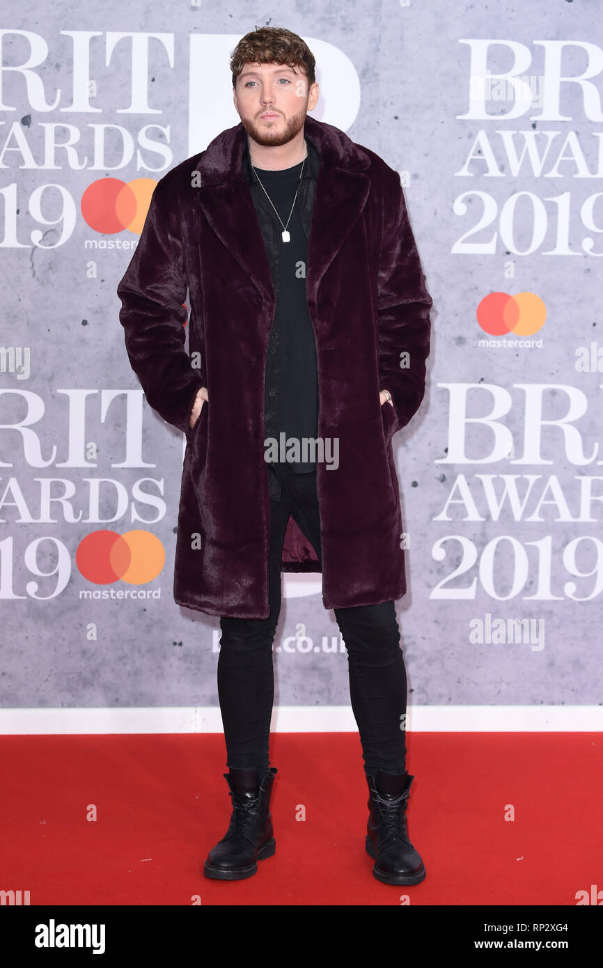 LONDON, UK. February 20, 2019: James Arthur arriving for the BRIT ...