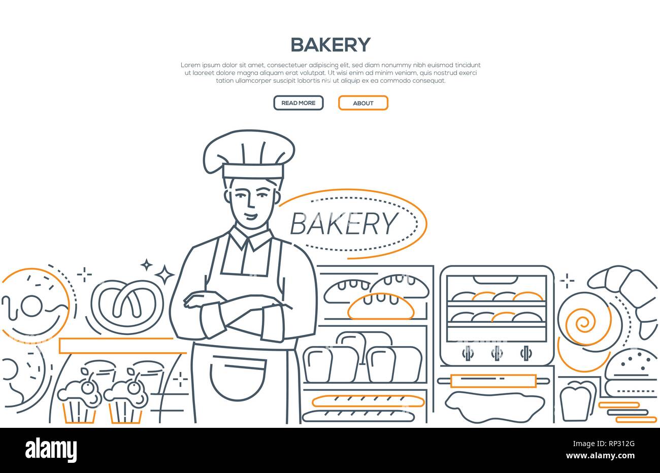 Bakery - modern line design style web banner Stock Vector Image & Art ...