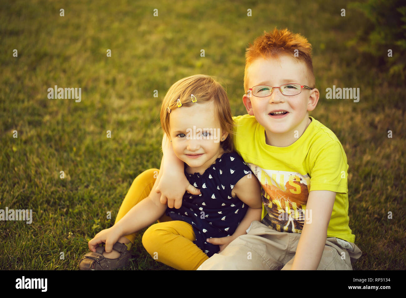 Baby girl and boy Stock Photo - Alamy