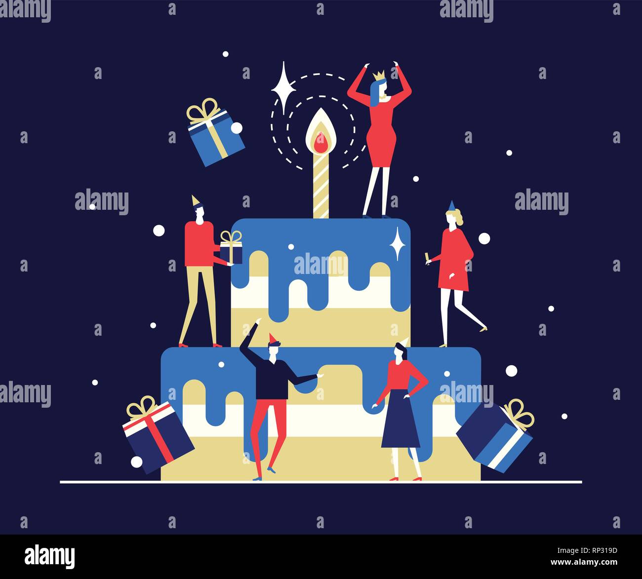 Happy birthday party - flat design style illustration Stock Vector ...