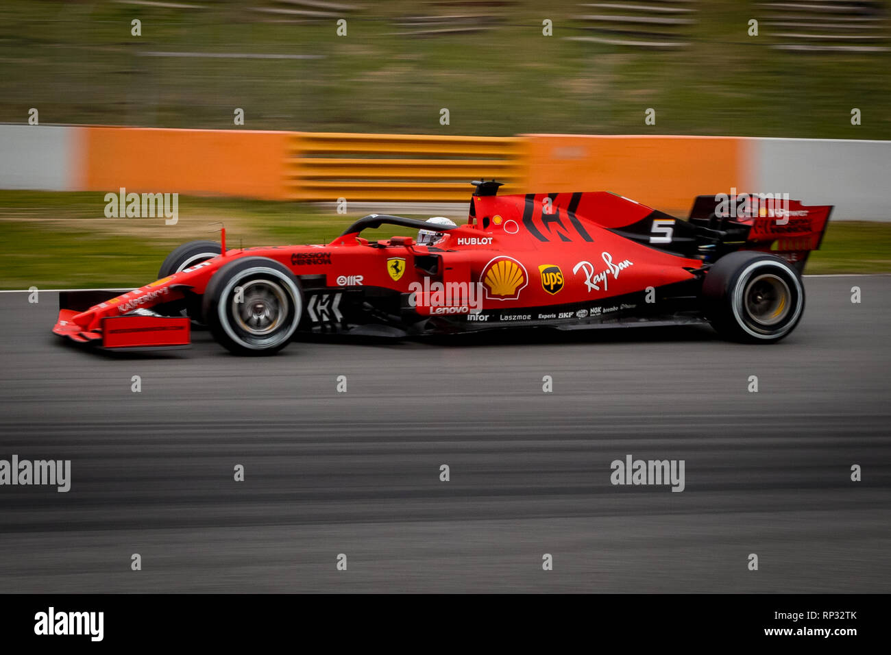 Sebastian Vettel of Scuderia Ferrari whit the SF90 seen in action ...