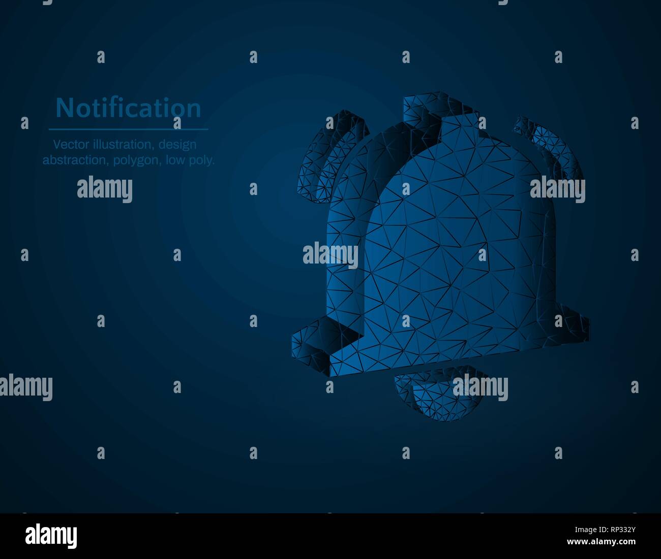 Notification symbol low poly vector illustration, bell polygonal icon ...