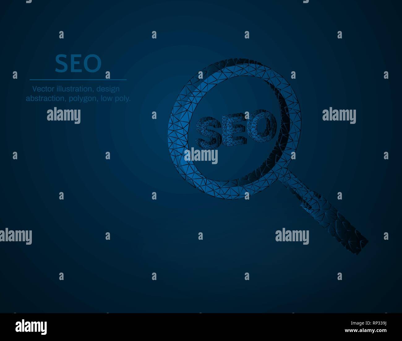 Seo symbol low poly vector illustration, Magnifying glass and seo ...