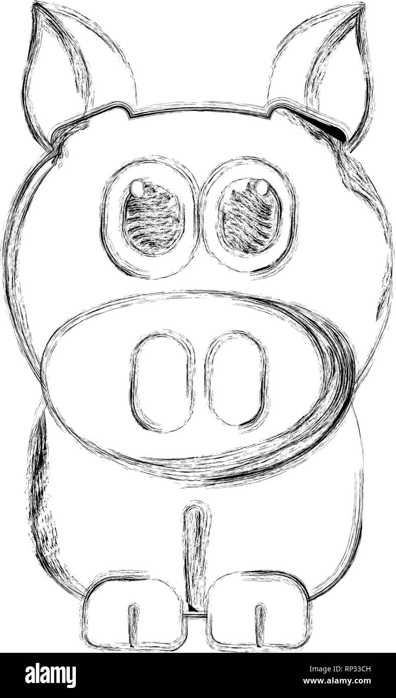 Cute draw pork cartoon Black and White Stock Photos & Images - Alamy