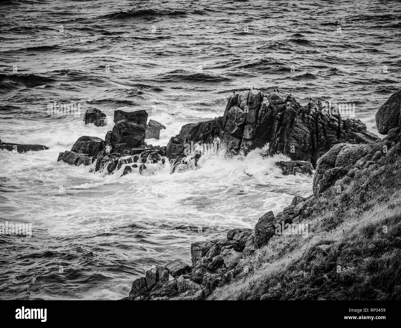 Famous Landmark in Cornwall - Lands End at the Celtic Sea Stock Photo ...
