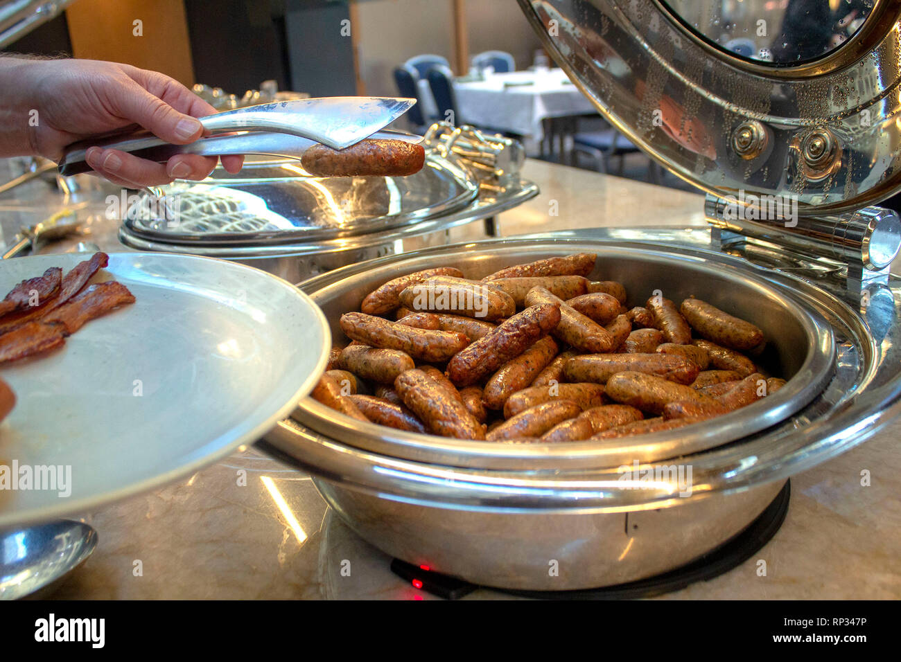 Buffet Breakfast Sausage Stock Photo - Alamy