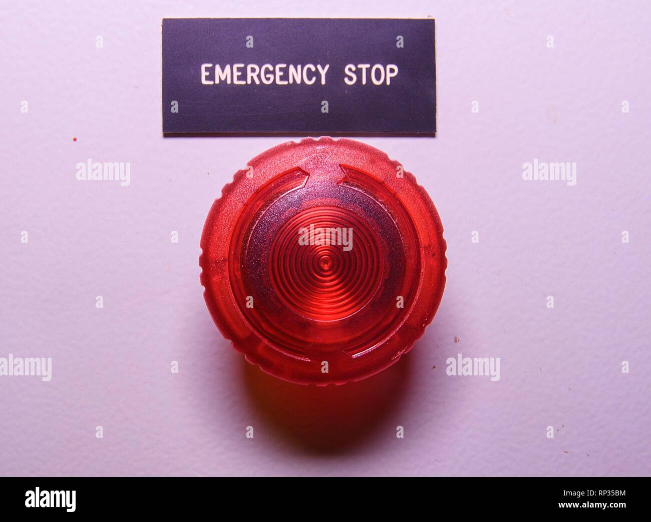 Emergency stop. Emergency button. Red electric button Stock Photo - Alamy