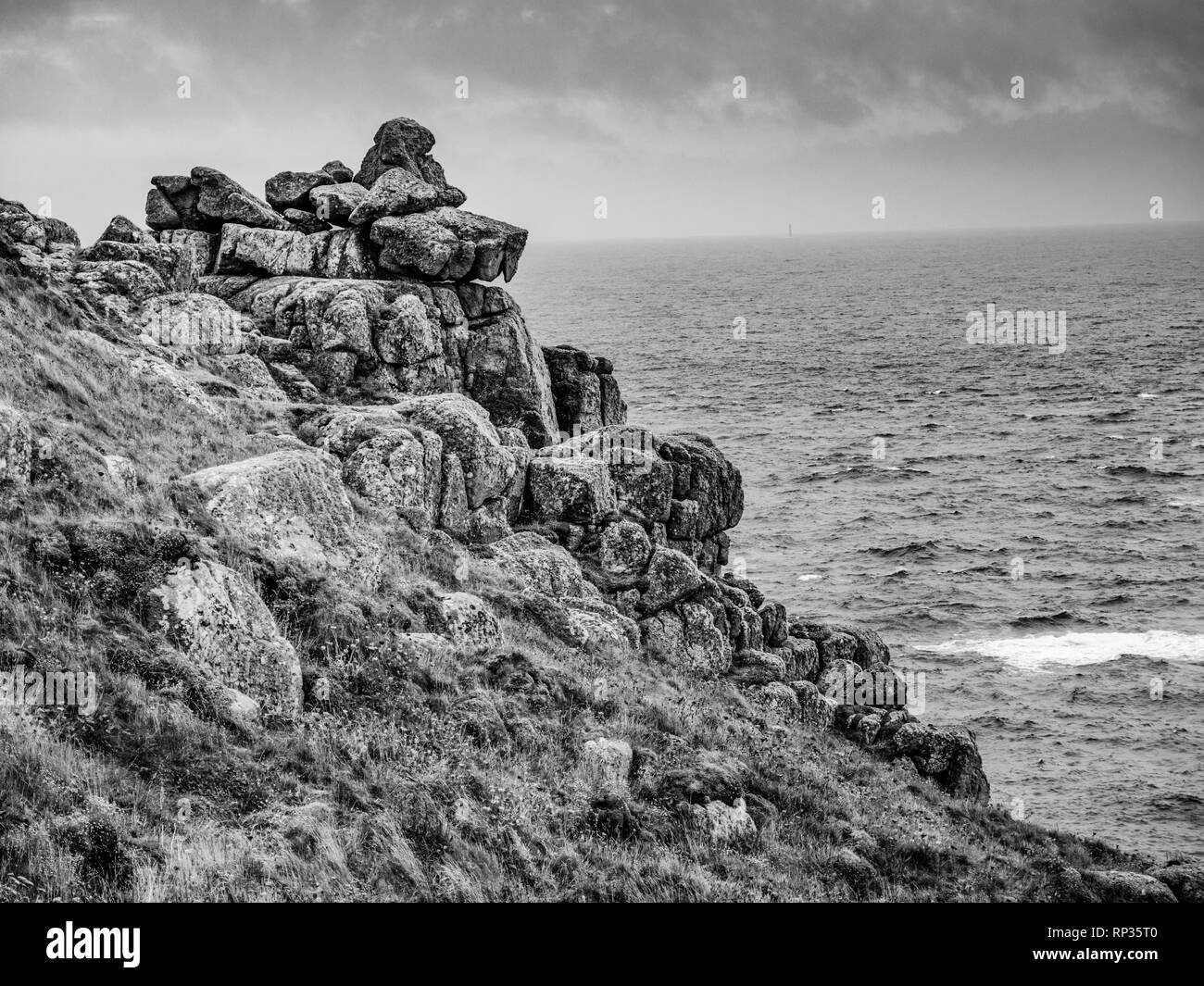 Famous Landmark in Cornwall - Lands End at the Celtic Sea Stock Photo ...