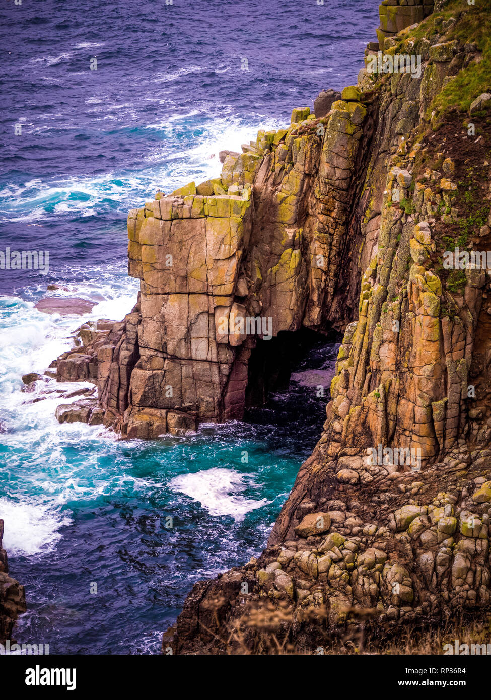 Famous Landmark in Cornwall - Lands End at the Celtic Sea Stock Photo ...