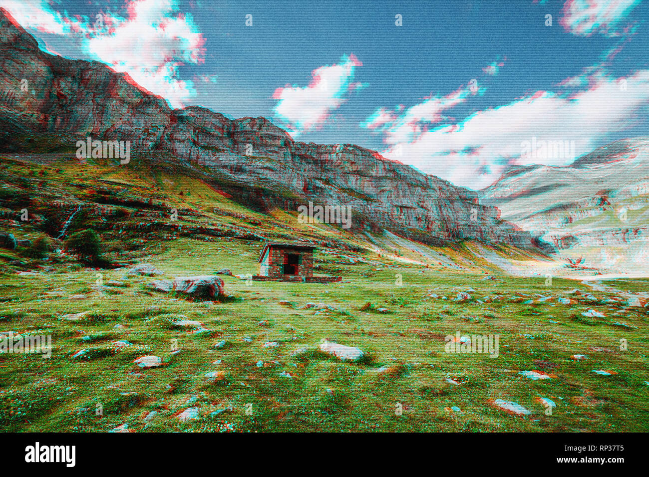 Abstract landscape with glitch effect, pattern background - Image 80's ...