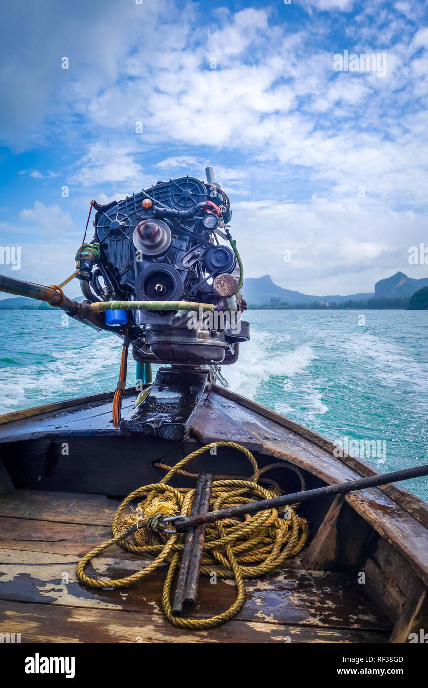 Traditional long tail boat engine in Krabi, Thailand Stock Photo - Alamy