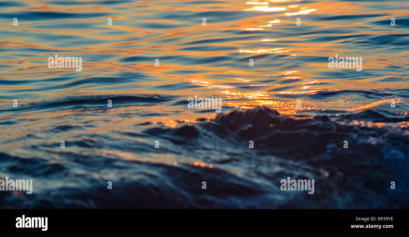 Summer sea sunset, the sun, waves and clouds, beautiful dramatic ...