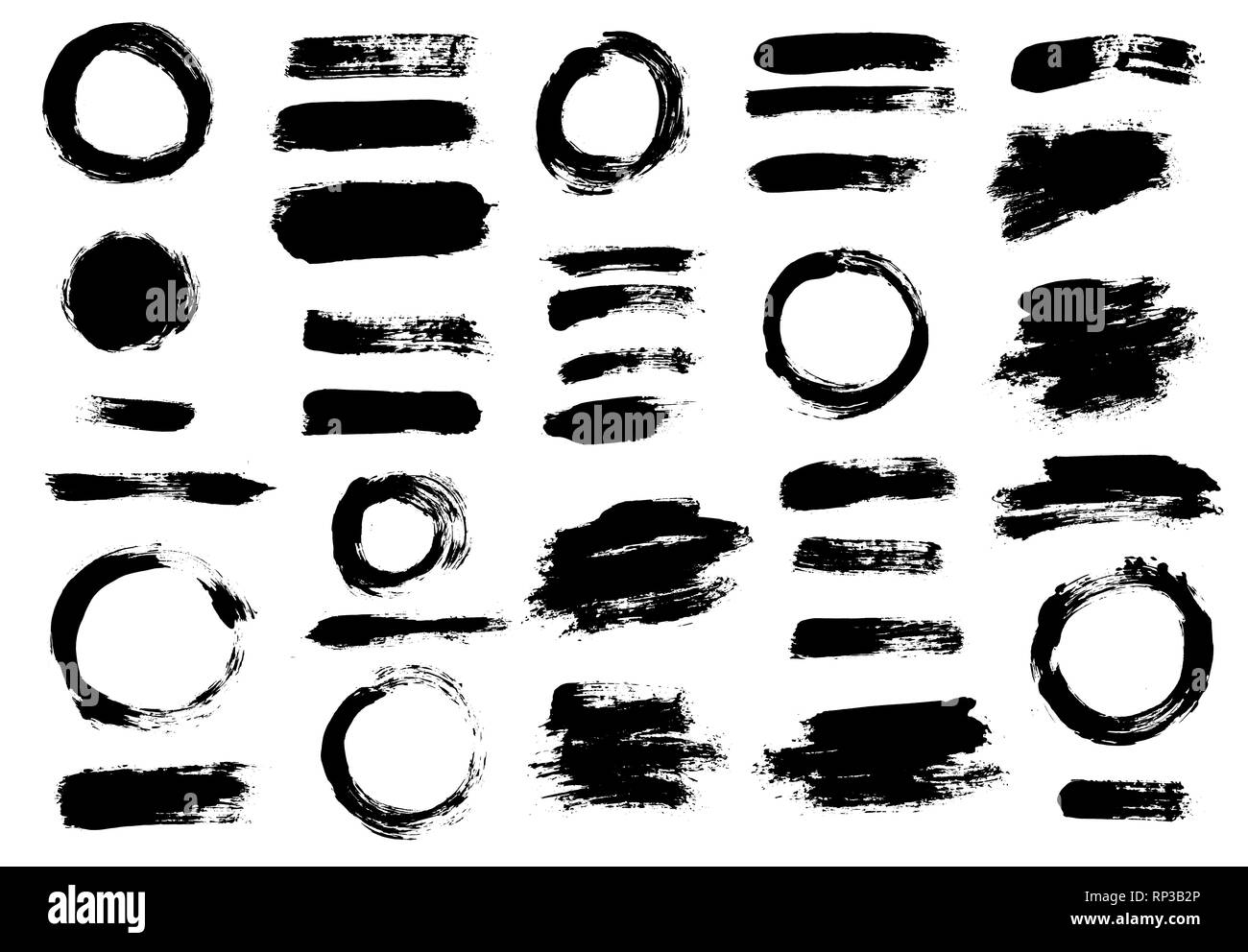 Brush strokes set vector painted isolated objects Stock Vector Image & Art - Alamy