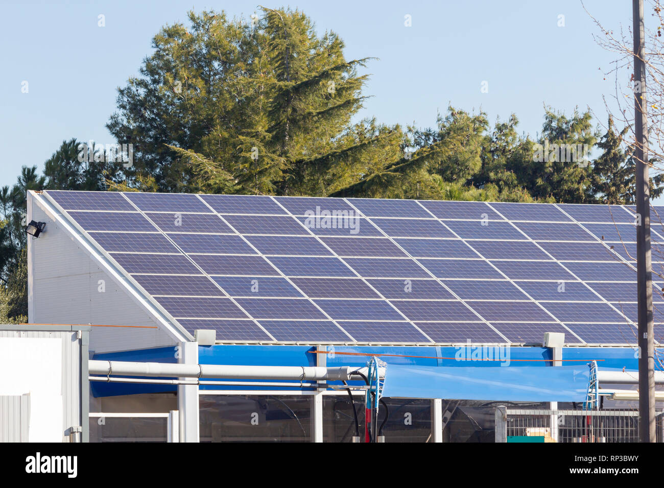 Solar panels in a roof of a building, for auto supply of electrical ...
