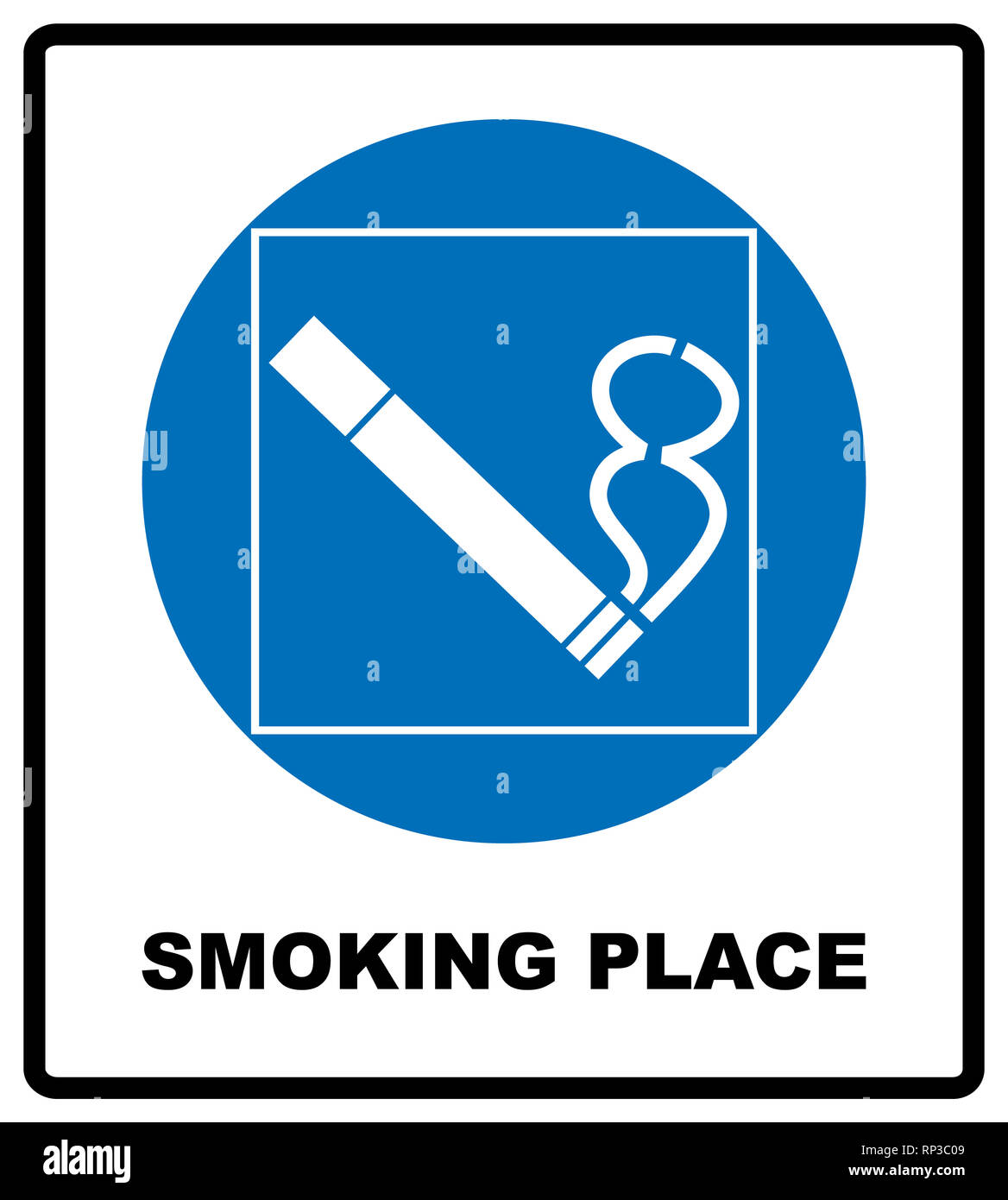 Smoking permited in this place icon. Smoking area. Round blue sign with ...