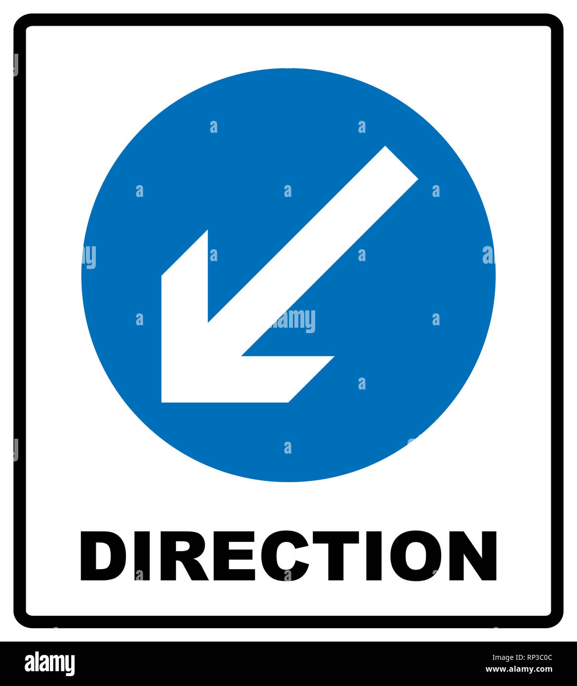Direction sign. Blue circle mandatory informational symbol ...