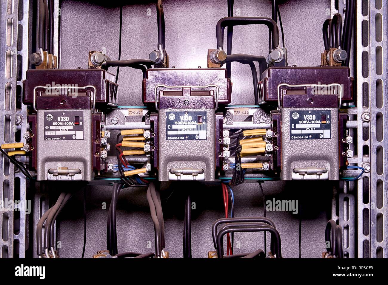 Closeup old electric distribution case in factory Stock Photo - Alamy