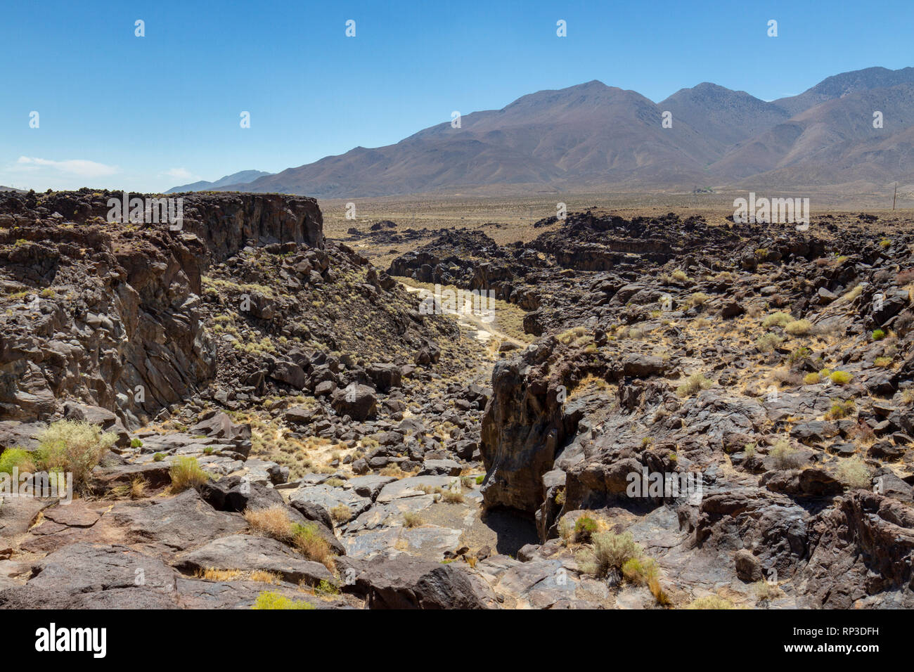 The Fossil Falls, a unique volcanic feature near Little Lake ...