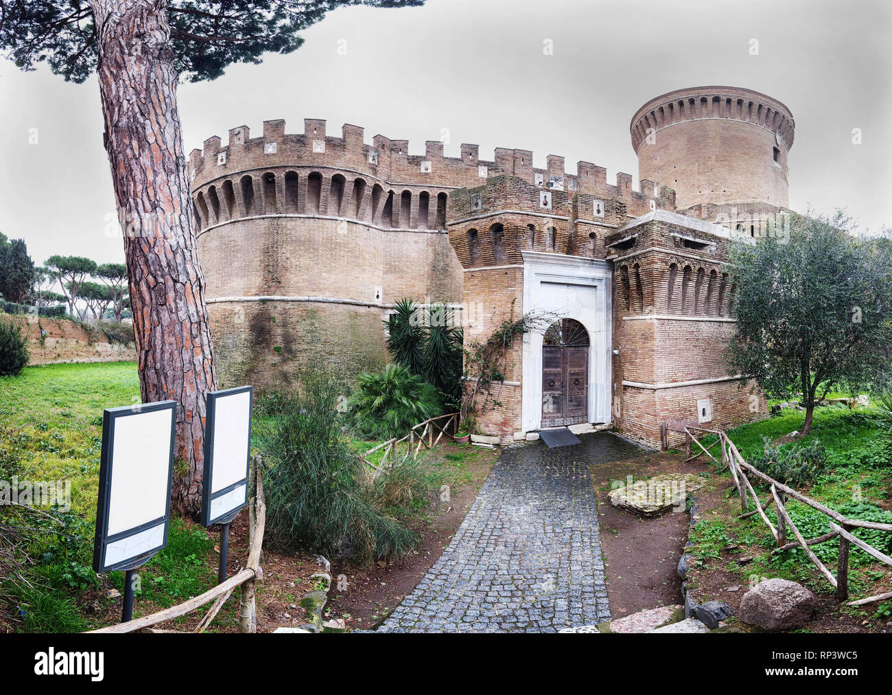 The beautiful Julius II s castle in Ostia Antica on a cloudy winter day ...